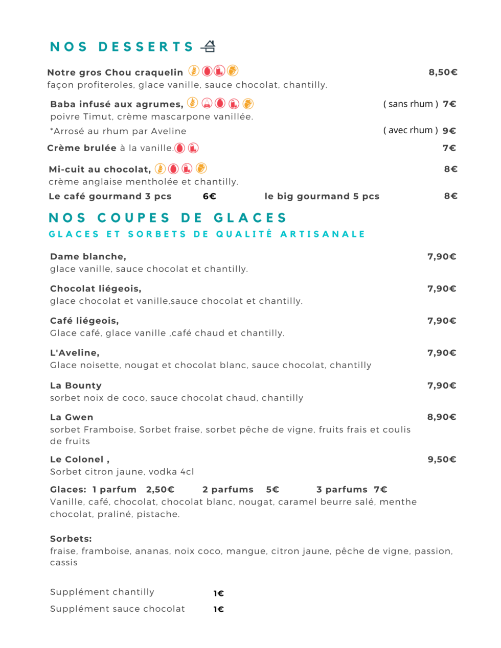 Carte et menu du jour - La table de Marainaud - Braud et Saint-Louis